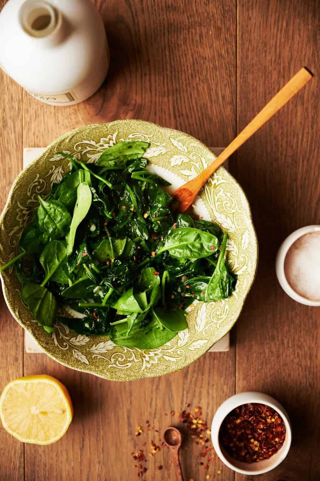 5 Minute Spinach with Lemon | Josie + Nina
