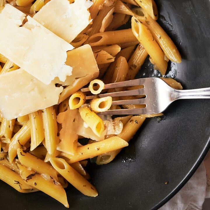 Easy One Pan Garlic Parmesan Penne | Josie + Nina