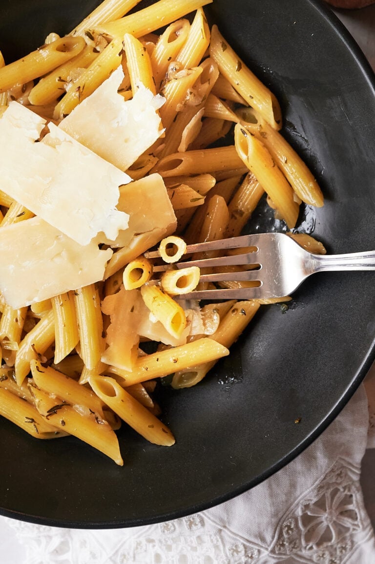 Easy One Pan Garlic Parmesan Penne | Josie + Nina