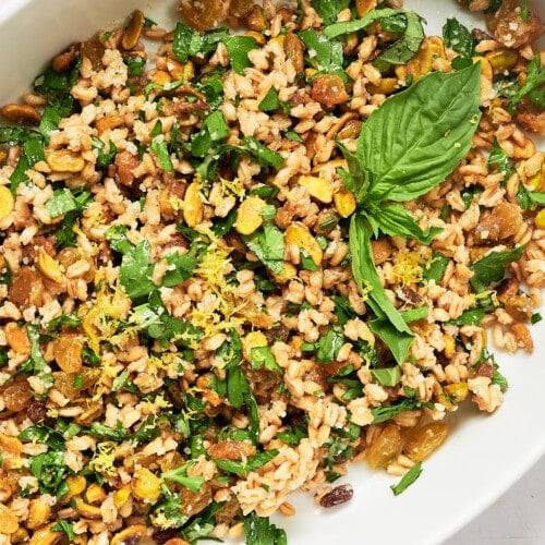 15 Minute Farro Pilaf with Lemon Vinaigrette | Josie + Nina