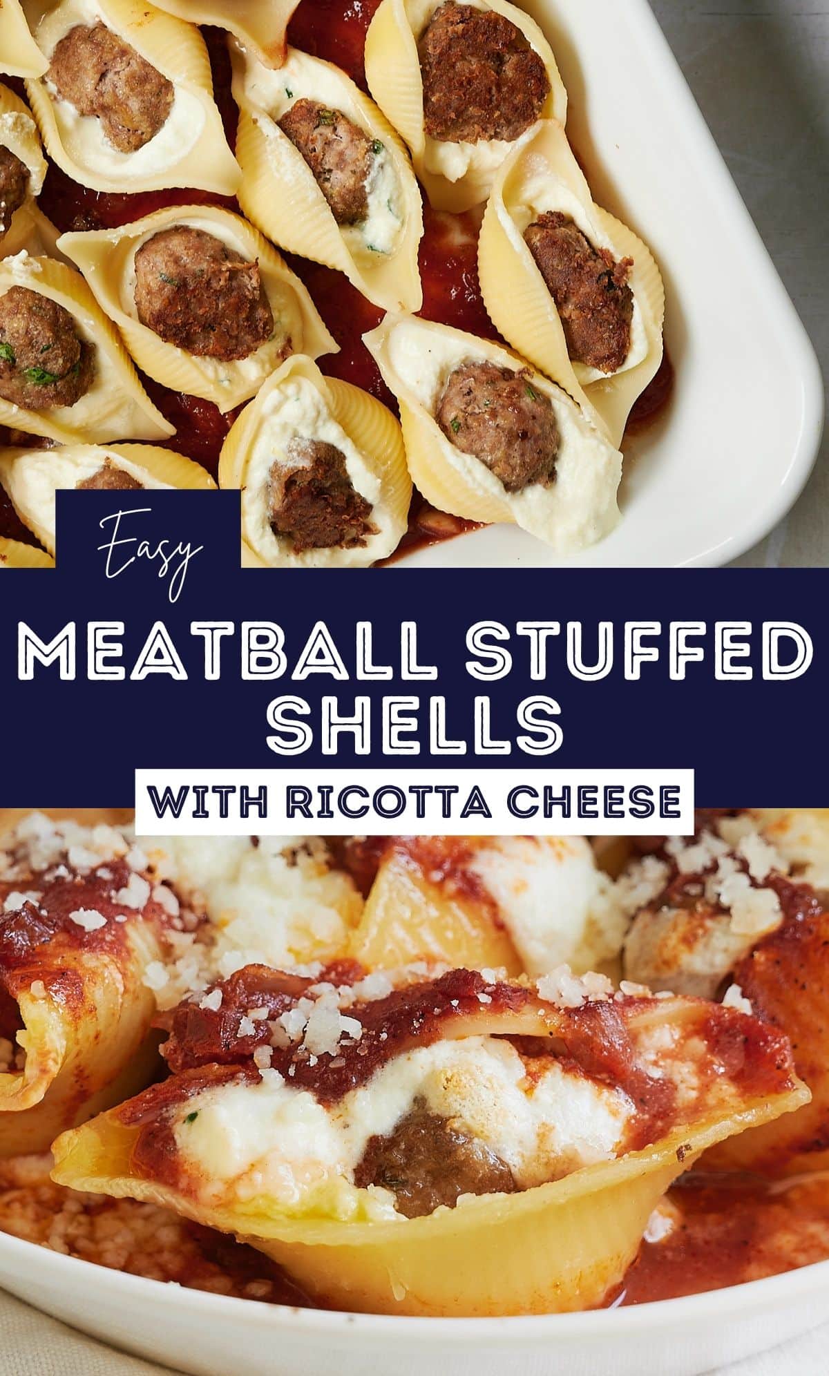 Mini Meatball and Ricotta Stuffed Shells | Josie + Nina