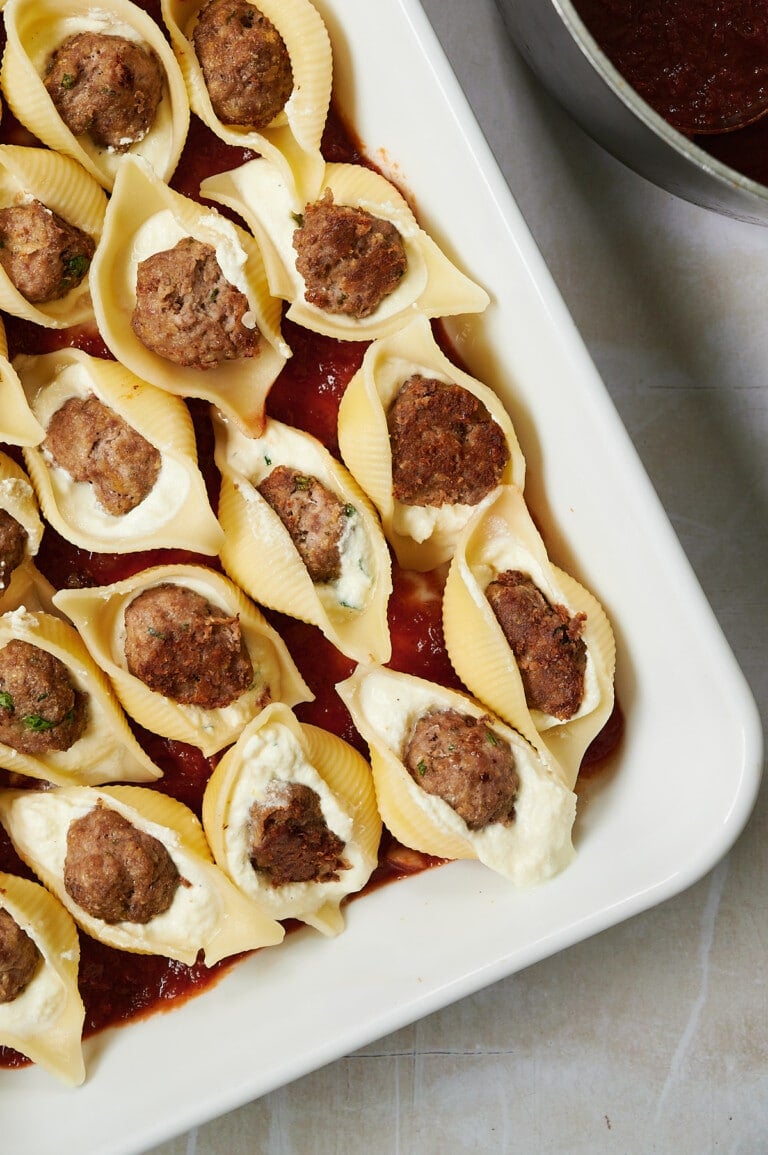Mini Meatball and Ricotta Stuffed Shells | Josie + Nina