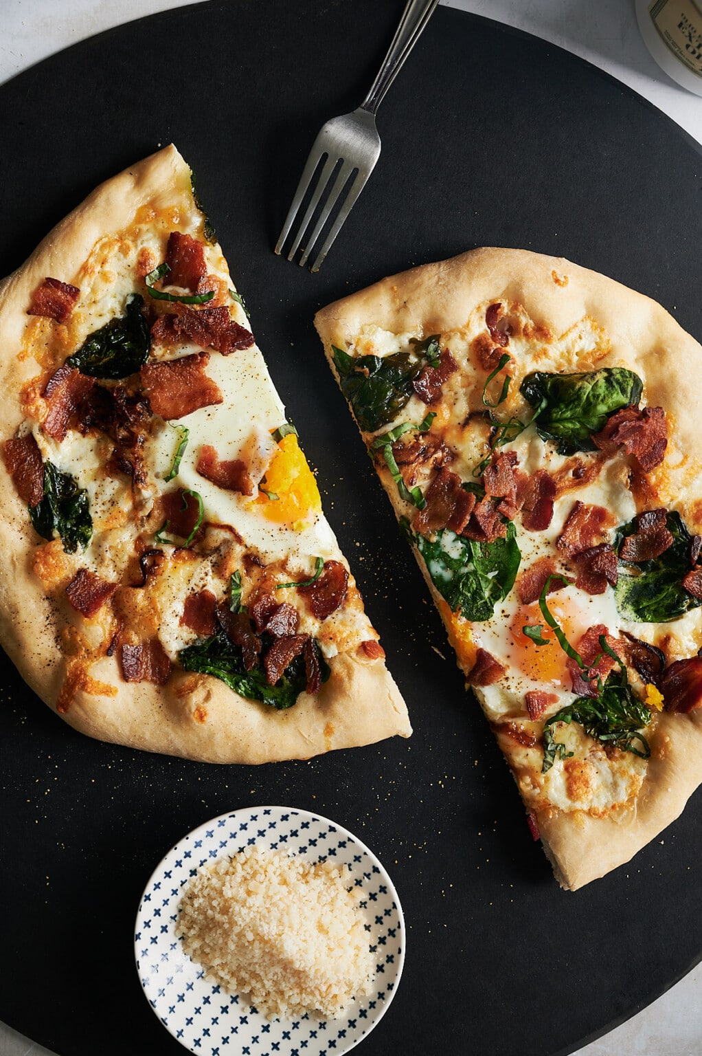 Easy Breakfast Pizza with Caramelized Onions and Bacon | Josie + Nina