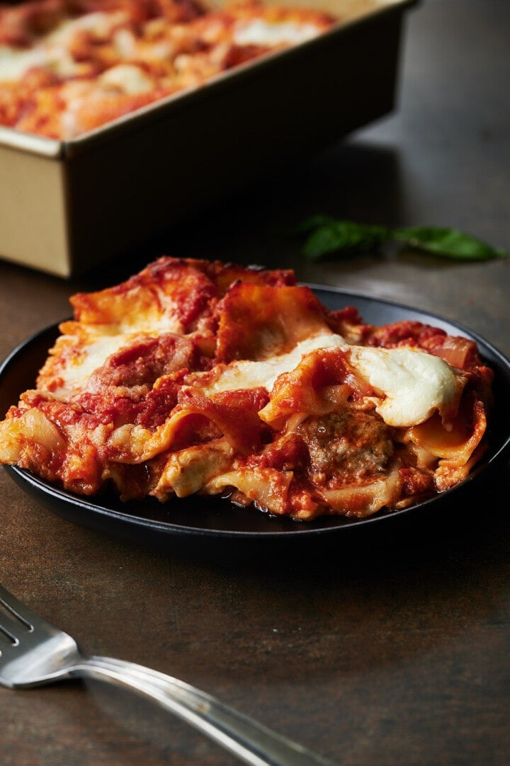 Small Batch Meatball Lasagna with Ground Beef and Pork | Josie + Nina