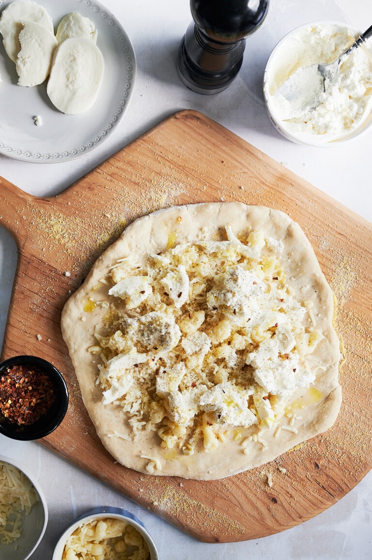 Crispy White Pizza with Ricotta and Asiago | Josie + Nina