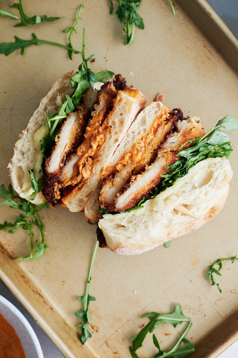 Crispy Chicken Cutlet Sandwich with Vodka Sauce | Josie + Nina