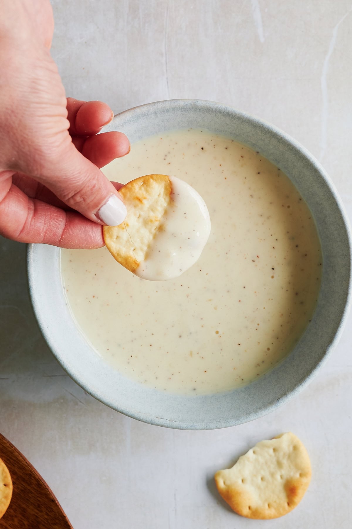 Not Your Typical White Cheddar Cheese Dipping Sauce | Josie + Nina