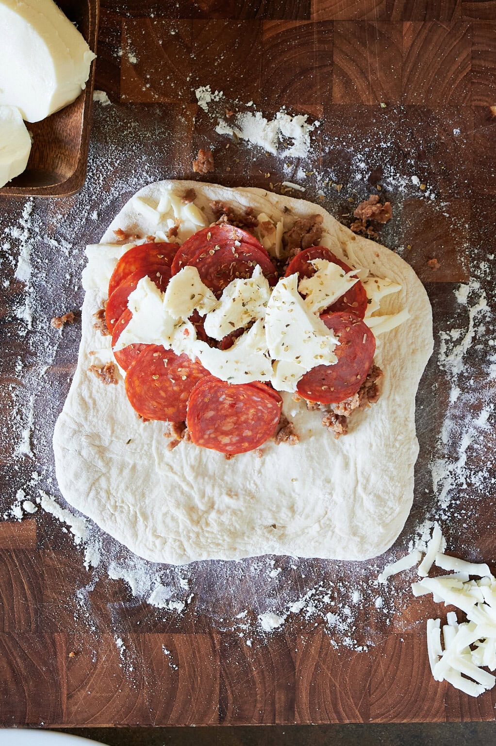 Spicy Meat Lovers Calzone (no ricotta!) | Josie + Nina
