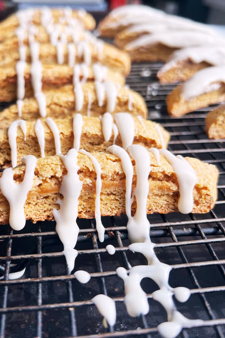 Twice Toasted Pumpkin Biscotti with Brown Butter Glaze