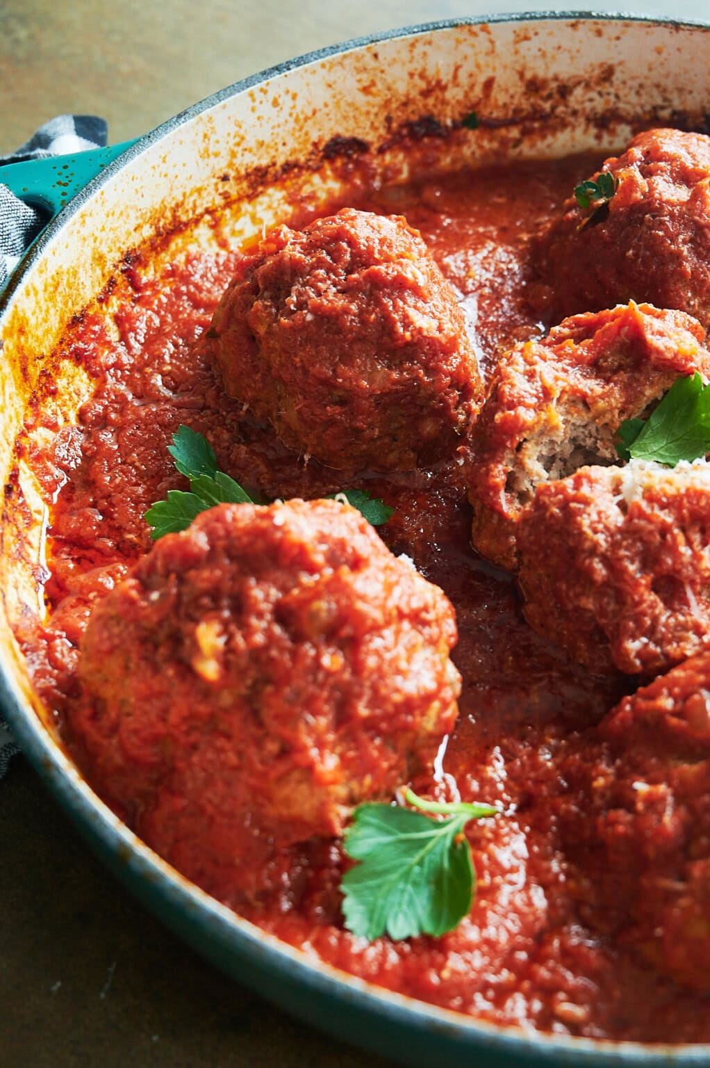 Baked Giant Italian Meatballs in Tomato Sauce | Josie + Nina